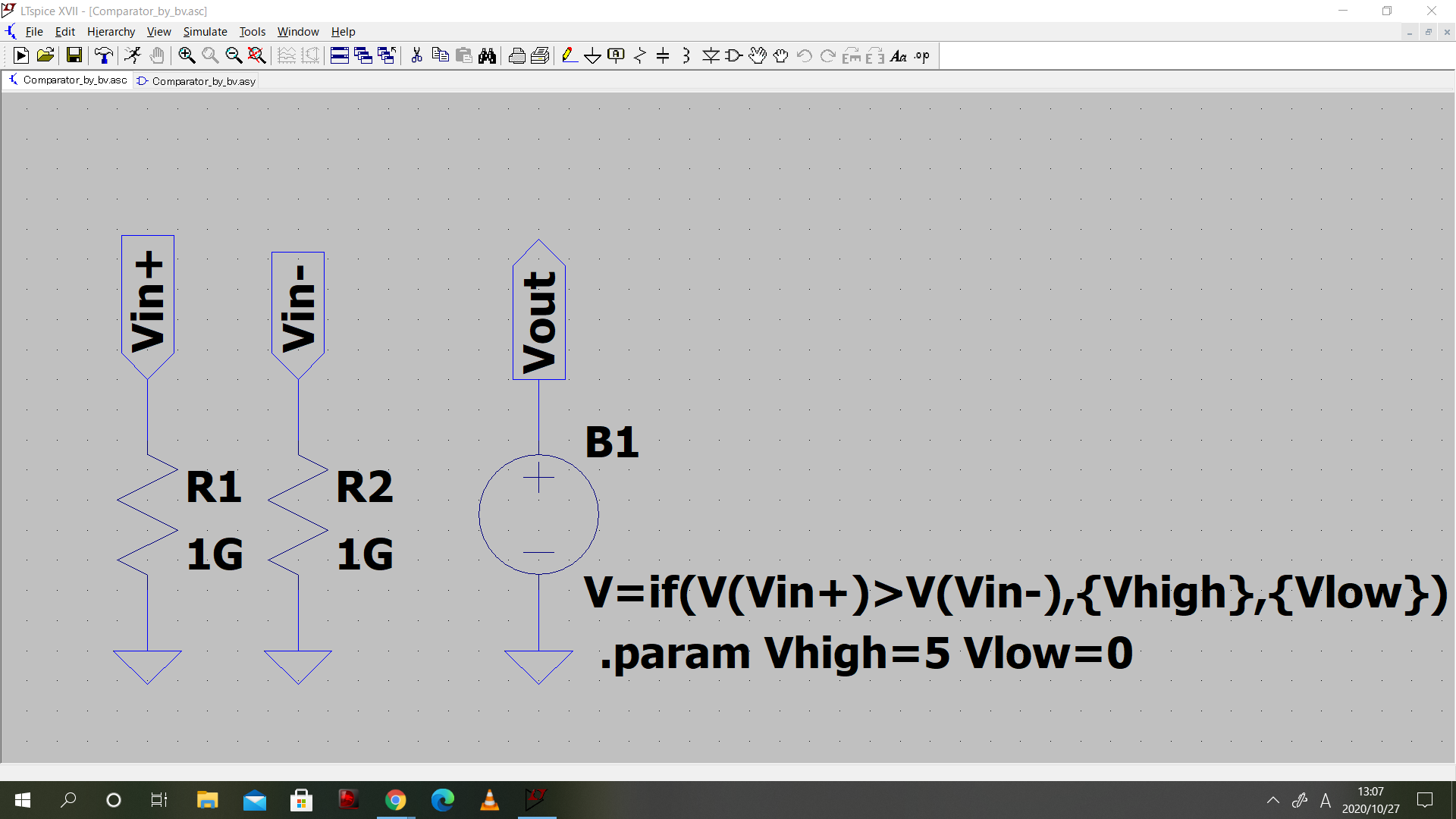 【LTspice】ビヘイビア電圧源で比較器を作成する - miraiportal